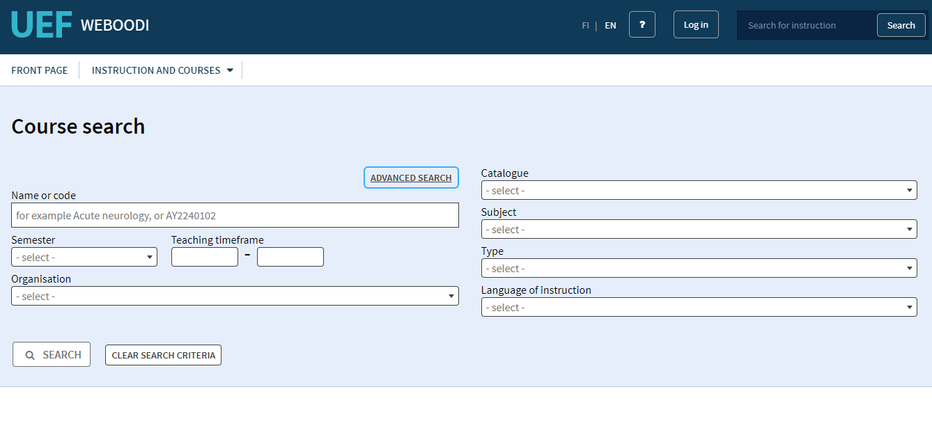 フィンランドの留学先大学の授業シラバス WebOodiの使い方 | スーイのフィンランド留学日記