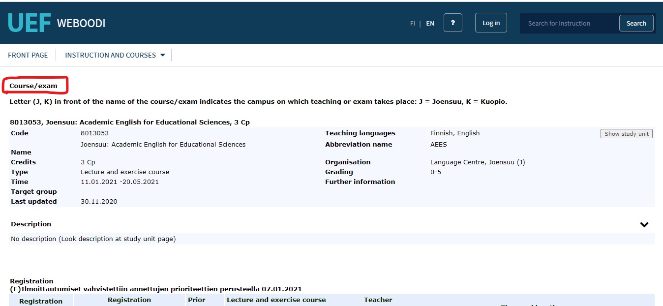 フィンランドの留学先大学の授業シラバス WebOodiの使い方 | スーイのフィンランド留学日記