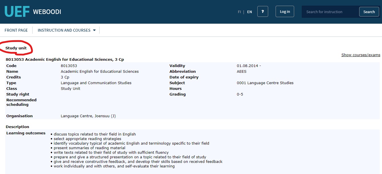 フィンランドの留学先大学の授業シラバス WebOodiの使い方 | スーイのフィンランド留学日記